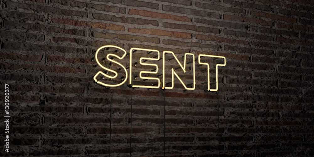 Illustrazione Stock SENT -Realistic Neon Sign on Brick Wall background ...