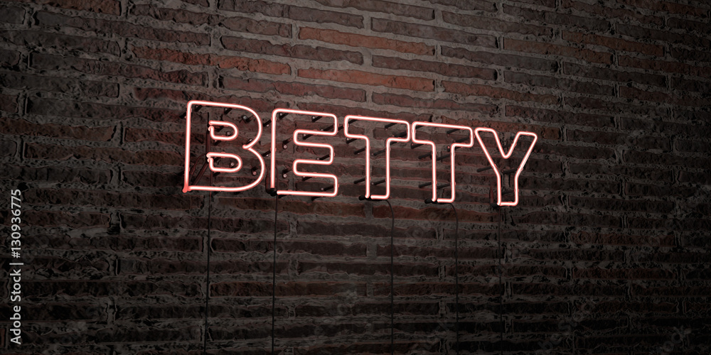 BETTY -Realistic Neon Sign on Brick Wall background - 3D rendered ...