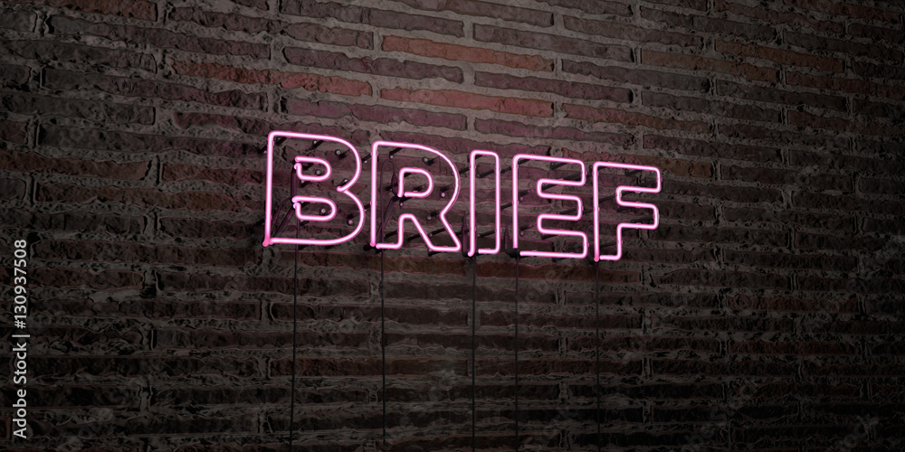BRIEF -Realistic Neon Sign on Brick Wall background - 3D rendered ...