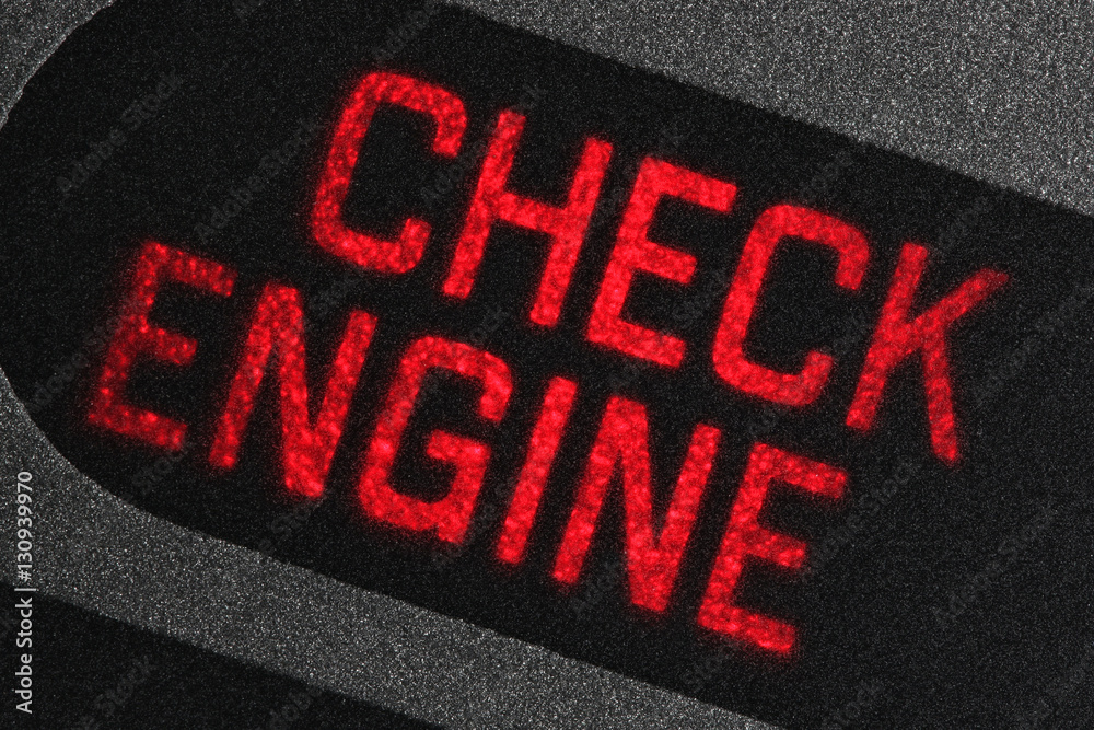 check engine warning light in car dashboard Stock Photo | Adobe Stock