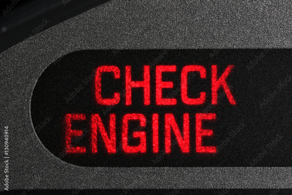 check engine warning light in car dashboard Stock Photo | Adobe Stock