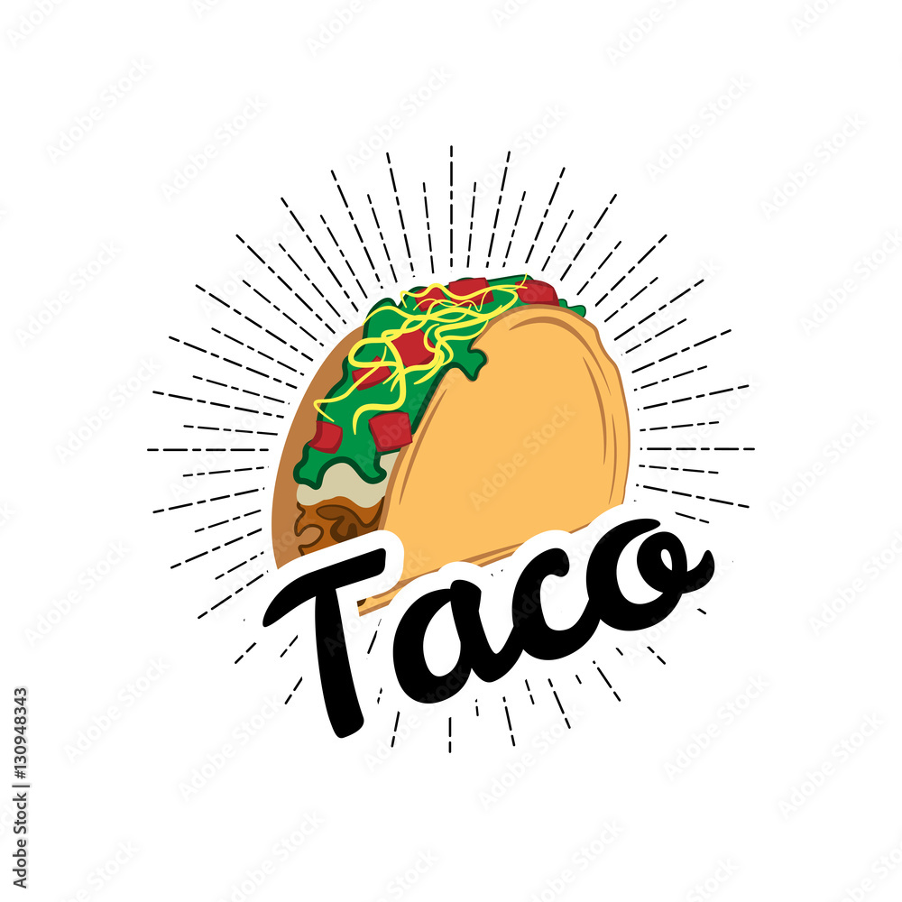 Taco Traditional mexican food . Label template or concept. Can be used ...