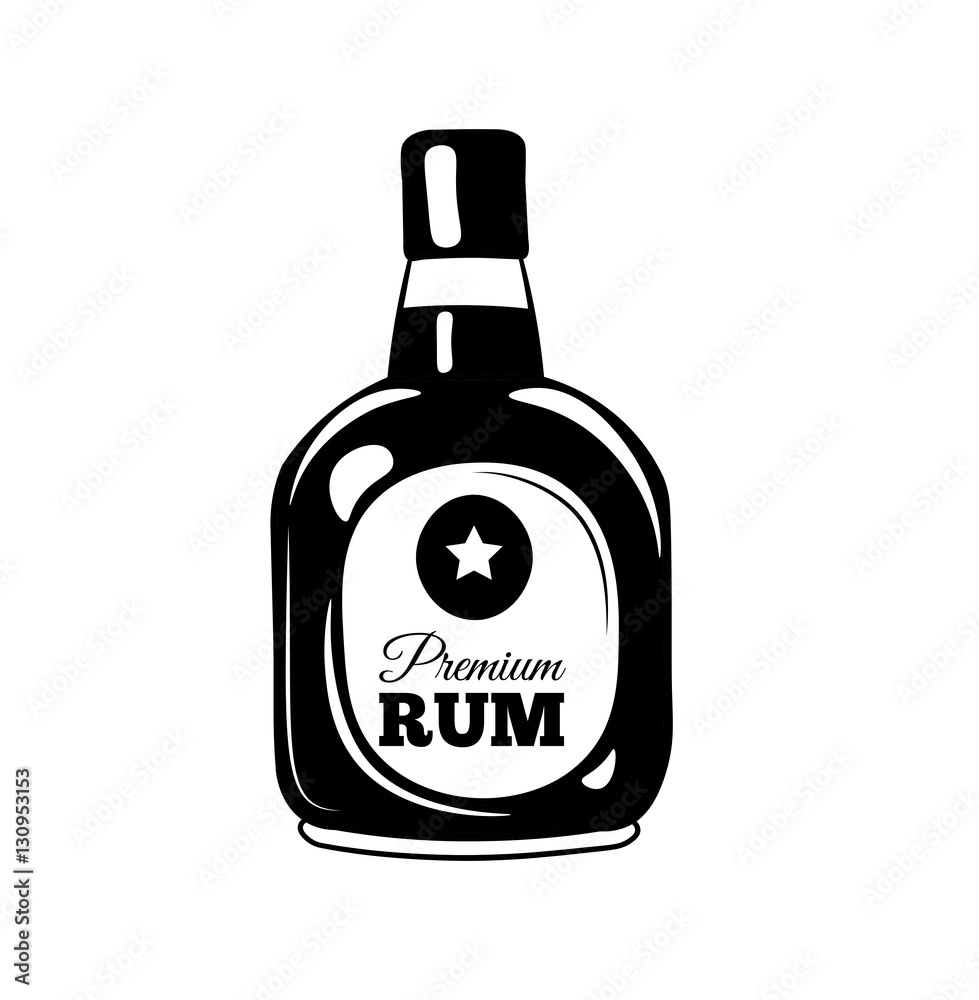 Bottle of rum sketch. Hand-drawn cartoon pirate icon. Doodle drawing ...