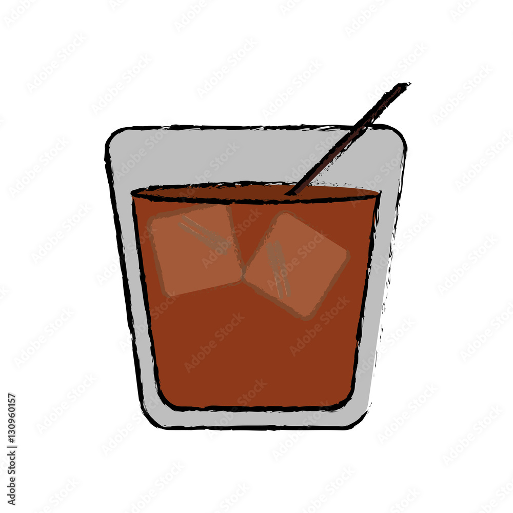 drawing glass cocktail ice drink straw vector illustration eps 10 Stock ...