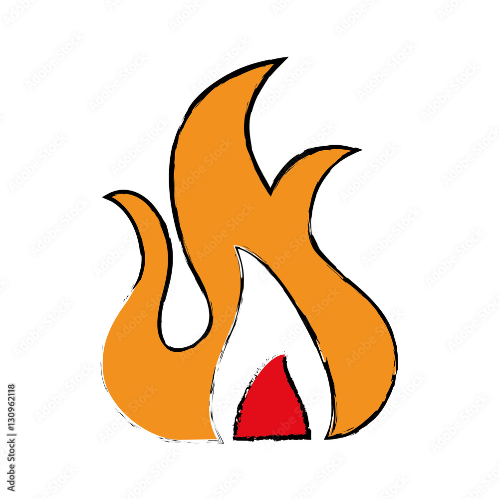 drawing fire flame burn hot design vector illustration eps 10 Stock ...