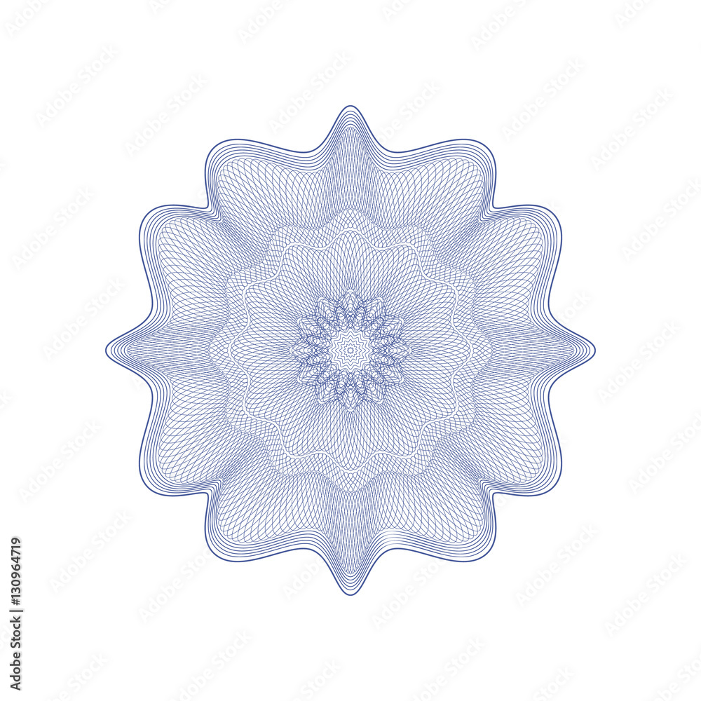 Guilloche decorative rosette element. Digital watermark. It can be used ...