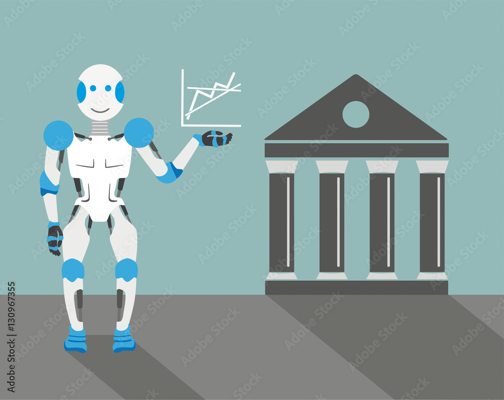 Cartoon Robot Graph Stock Exchange Stock Vector | Adobe Stock