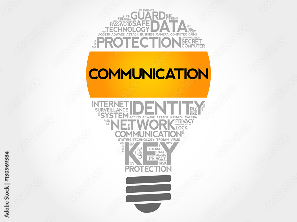 COMMUNICATION bulb word cloud collage, business concept background ...