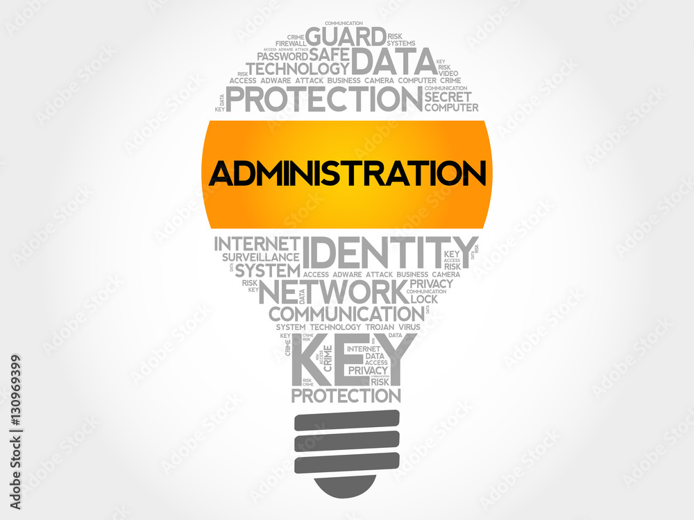 ADMINISTRATION bulb word cloud collage, business concept background ...