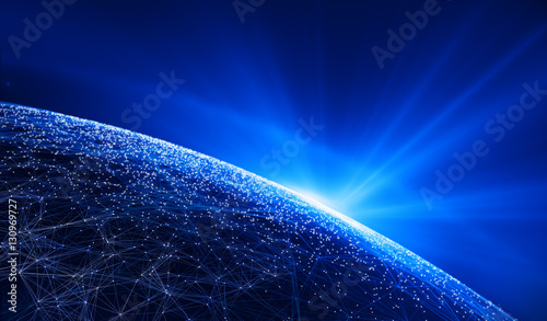 Global International Connectivity Background/Connection lines Around ...