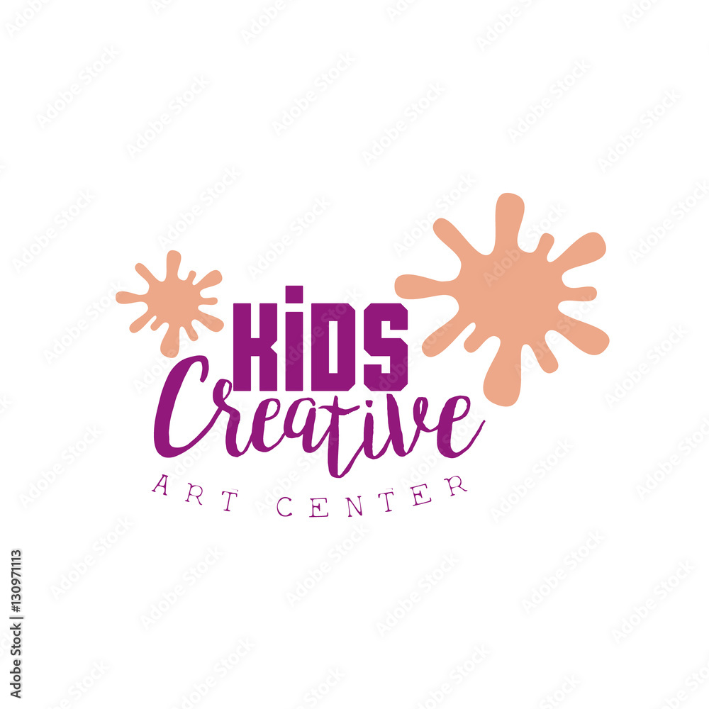 Kids Creative Class Template Promotional Logo With Paint Blobs, Symbols ...