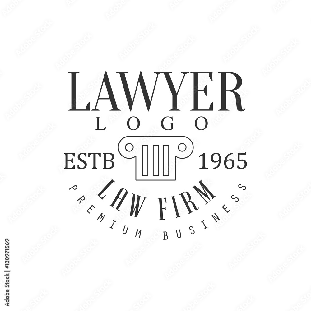Law Firm And Lawyer Office Black And White Logo Template With Greek ...
