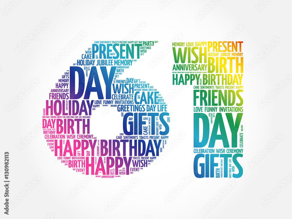 Happy 61st birthday word cloud collage concept Stock Vector | Adobe Stock