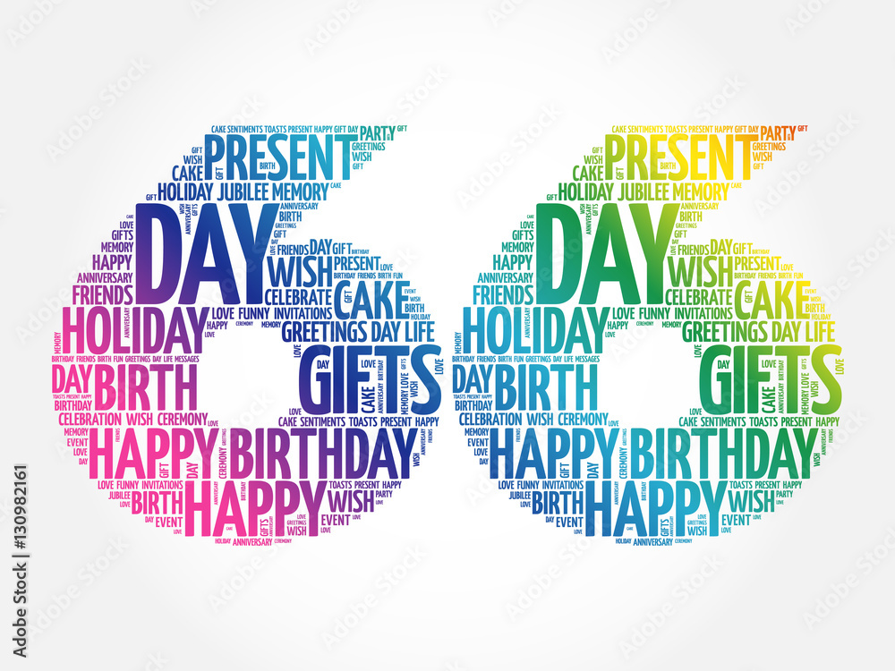 Happy 66th birthday word cloud collage concept Stock Vector | Adobe Stock
