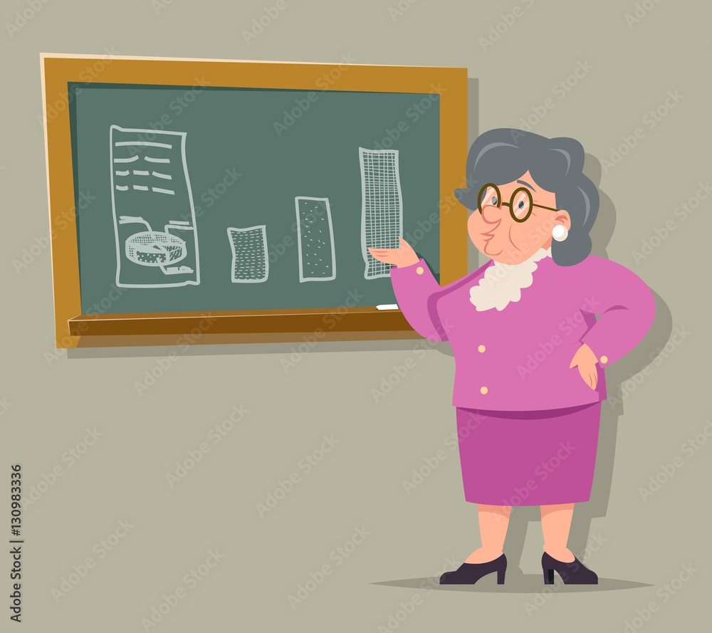 Education Blackboard Old Female Teacher Granny Character Adult Icon ...
