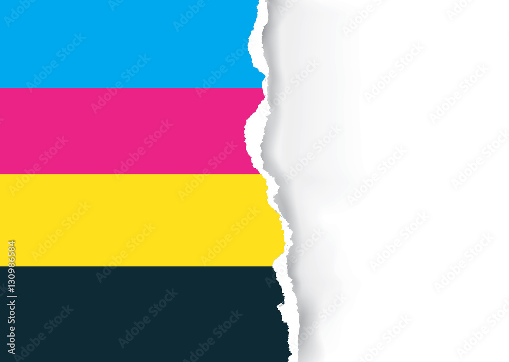 CMYK colors Ripped paper background. Ripped paper with printing colors ...