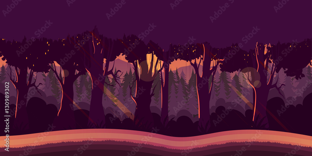 Background for games apps or mobile development. Cartoon nature ...