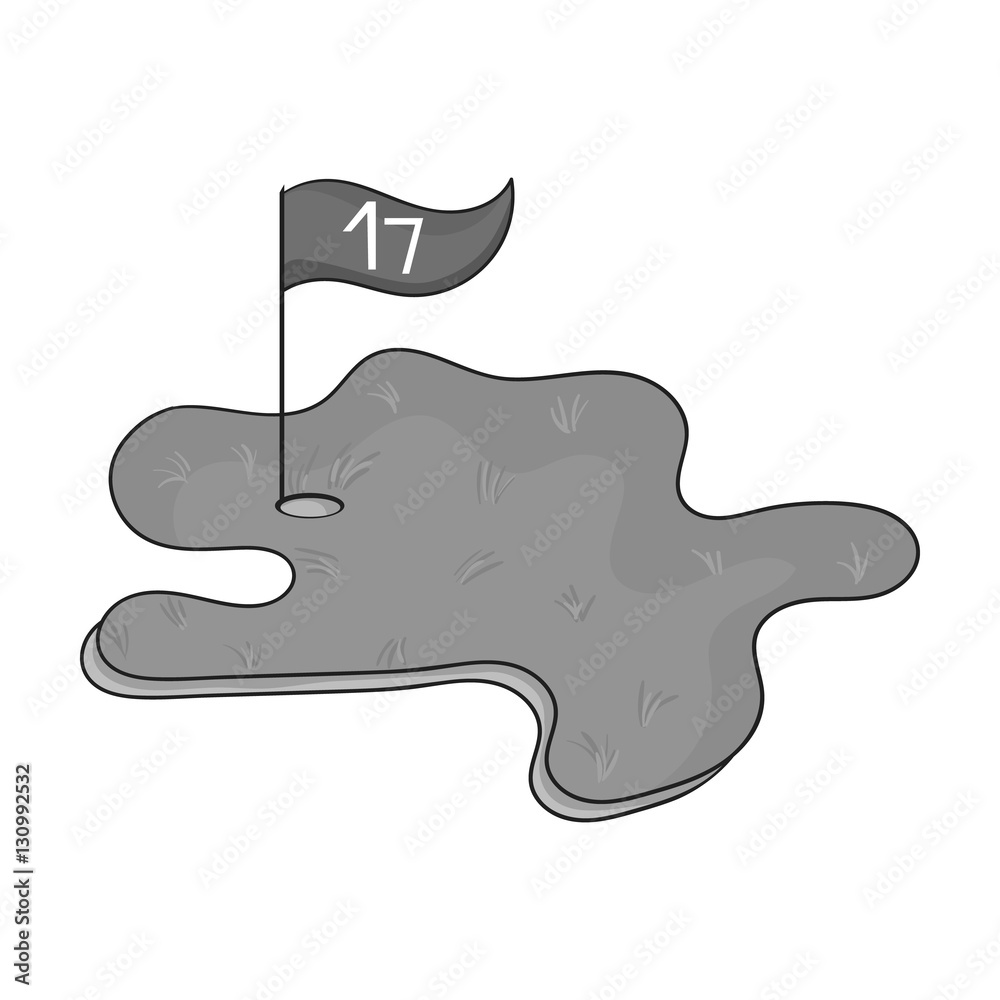 Golf course icon in monochrome style isolated on white background. Golf ...