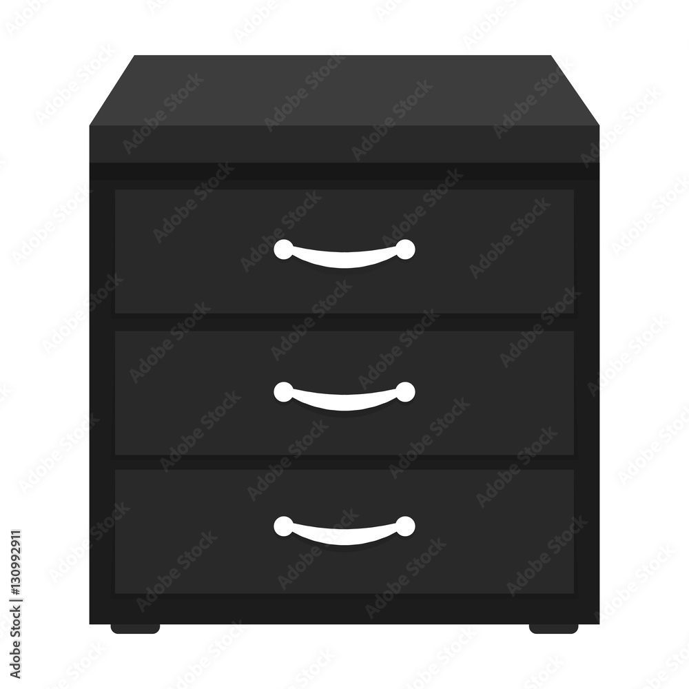 Office filing cabinet icon in monochrome style isolated on white ...