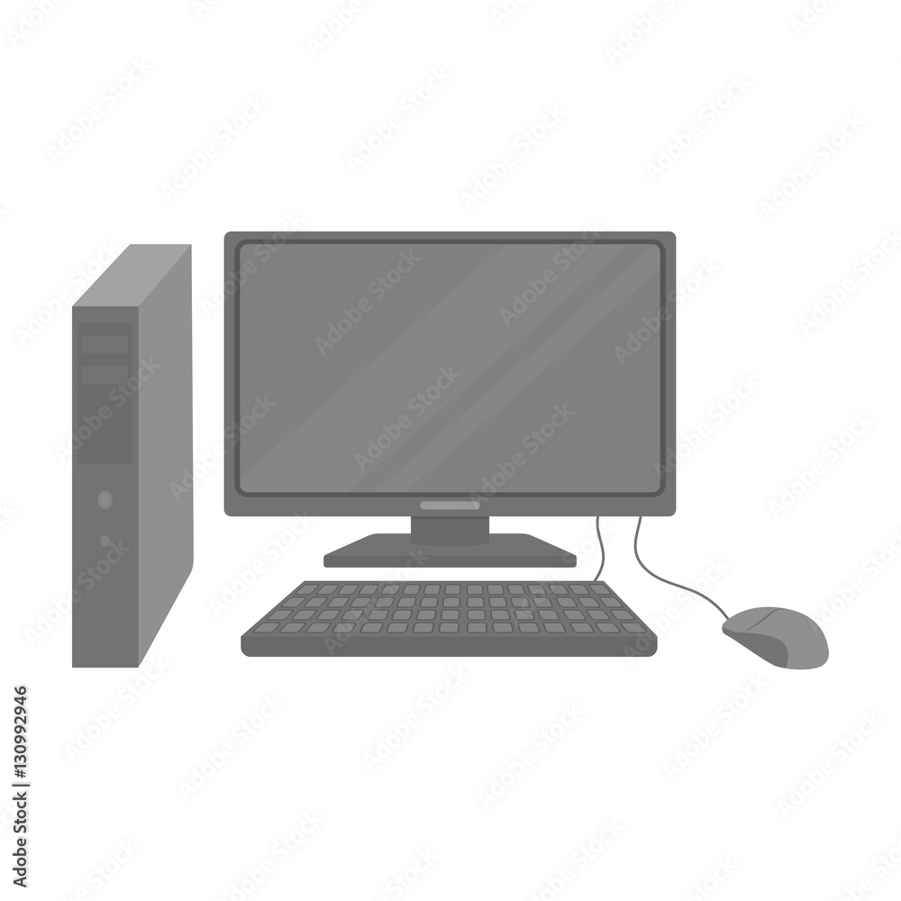 Personal computer icon in monochrome style isolated on white background ...