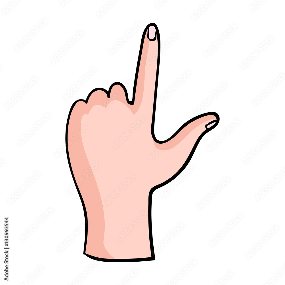 Hand touch icon in cartoon style isolated on white background. Virtual ...