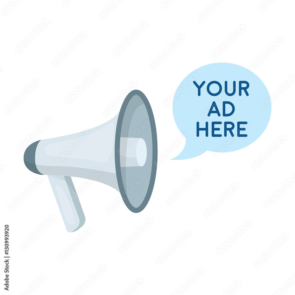 Megaphone advertising icon in cartoon style isolated on white ...