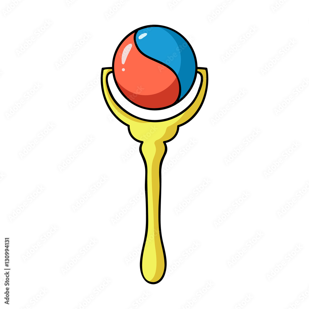 Baby rattle icon in cartoon style isolated on white background. Baby ...
