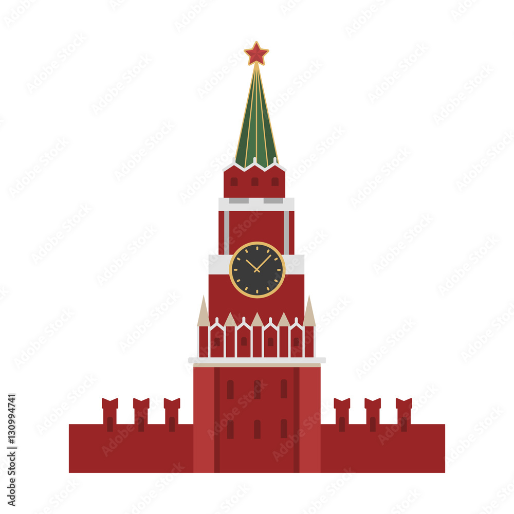 Kremlin icon in cartoon style isolated on white background. Russian ...