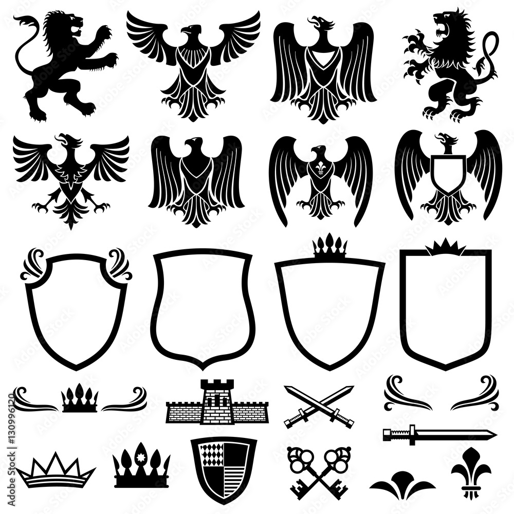 Family Coat Of Arms Vector Elements For Heraldic Royal Emblems Stock Family Coat Of Arms Vector Elements For Heraldic Royal Emblems Stock