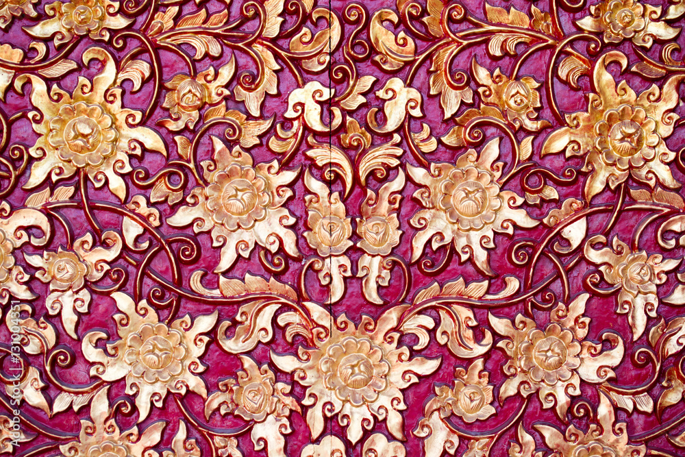 Carved wood texture at Buddhist Temple background Stock-Foto | Adobe Stock