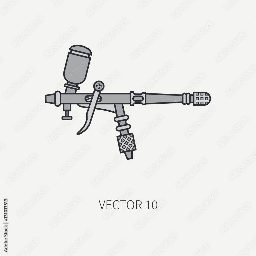 Line flat color vector icon of drawing instruments for aerography ...