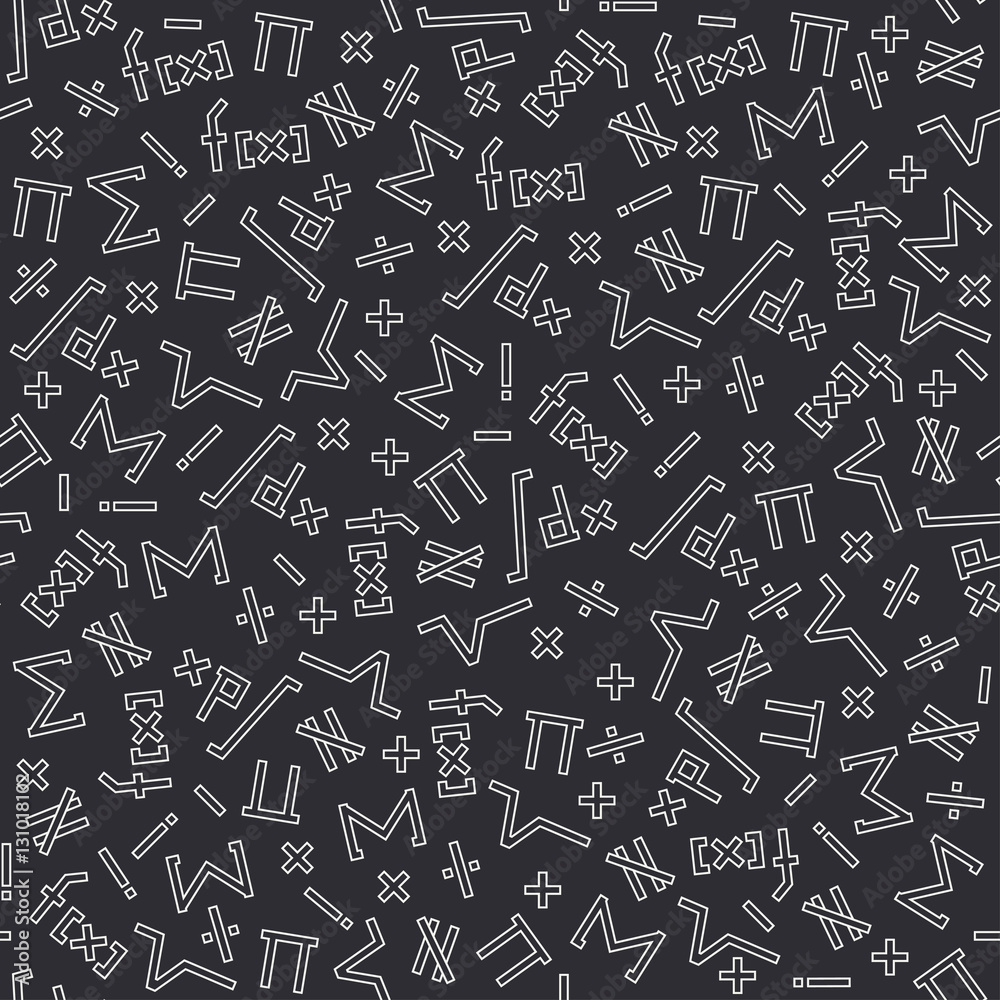Flat monochrome vector seamless mathematical motif pattern. Fabric ...