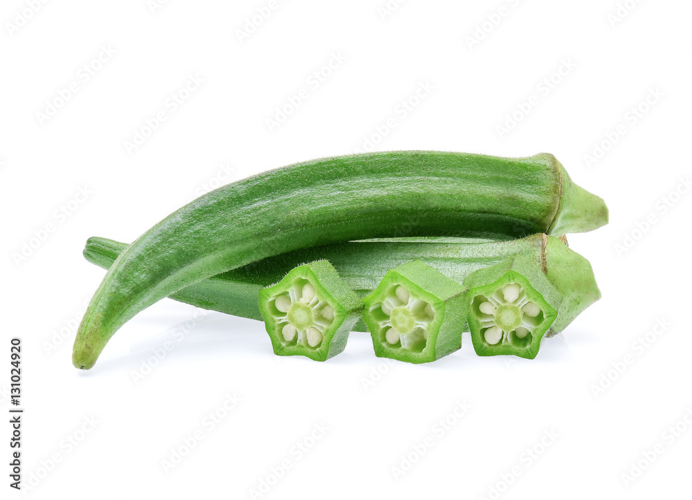 fresh okra isolated on white background Stock Photo | Adobe Stock