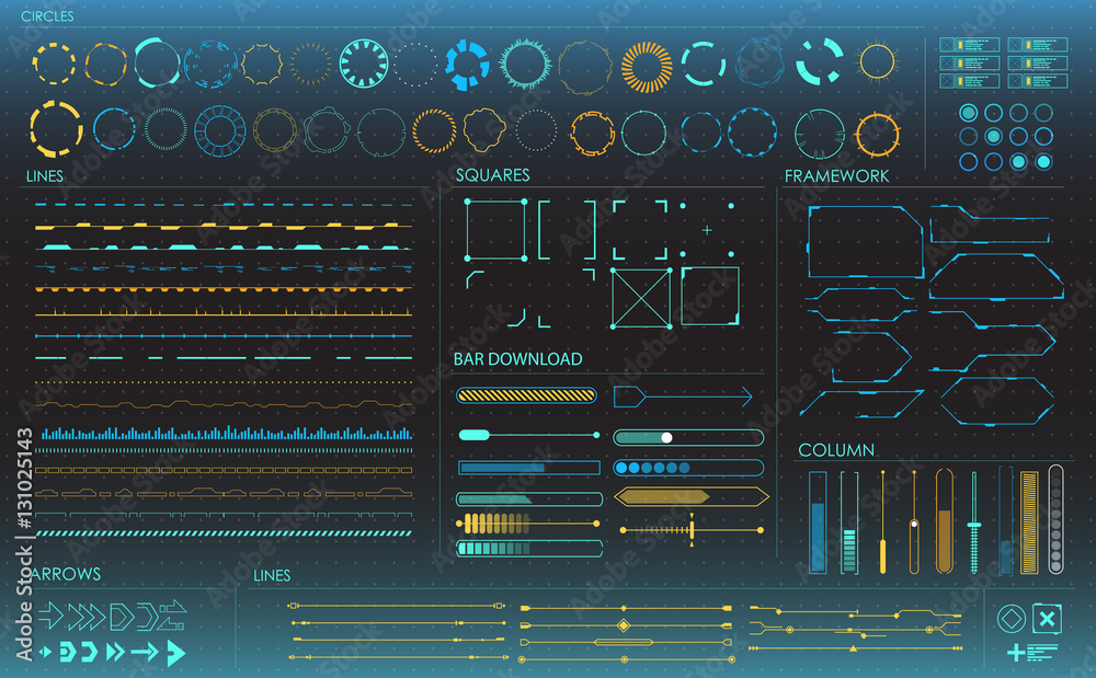 set of infographic elements. Head-up display elements for the web and app. Futuristic user ...