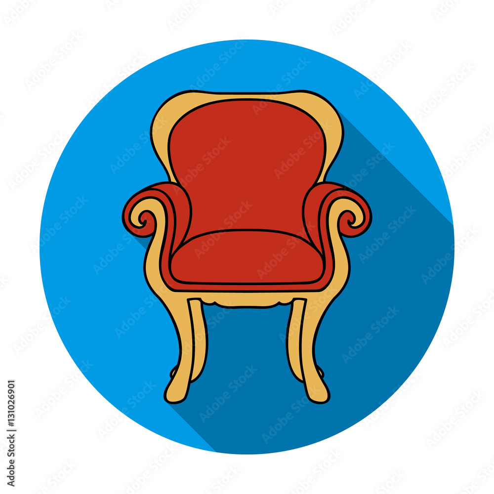 Wing-back chair icon in flat style isolated on white background ...
