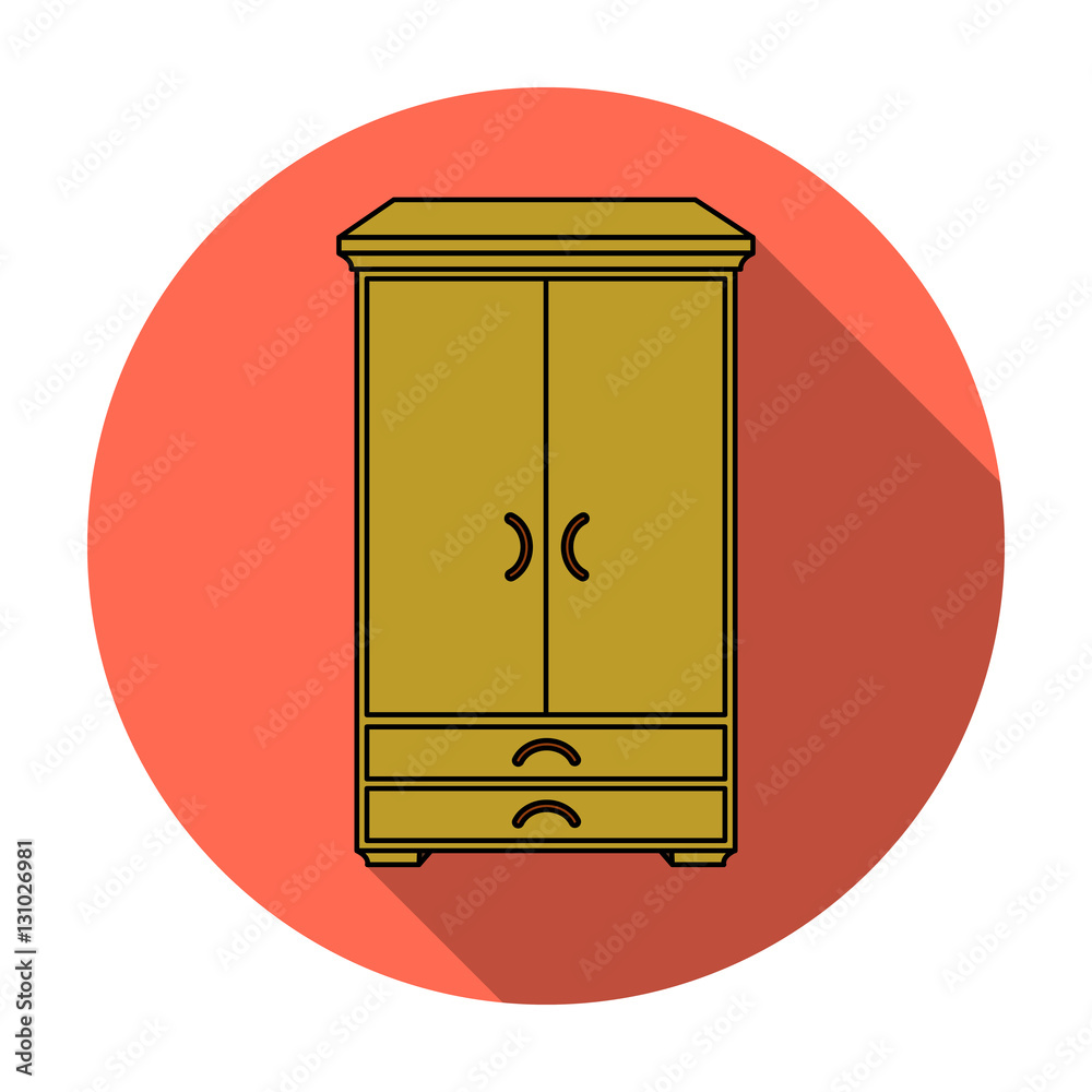 Closet icon in flat style isolated on white background. Furniture and ...