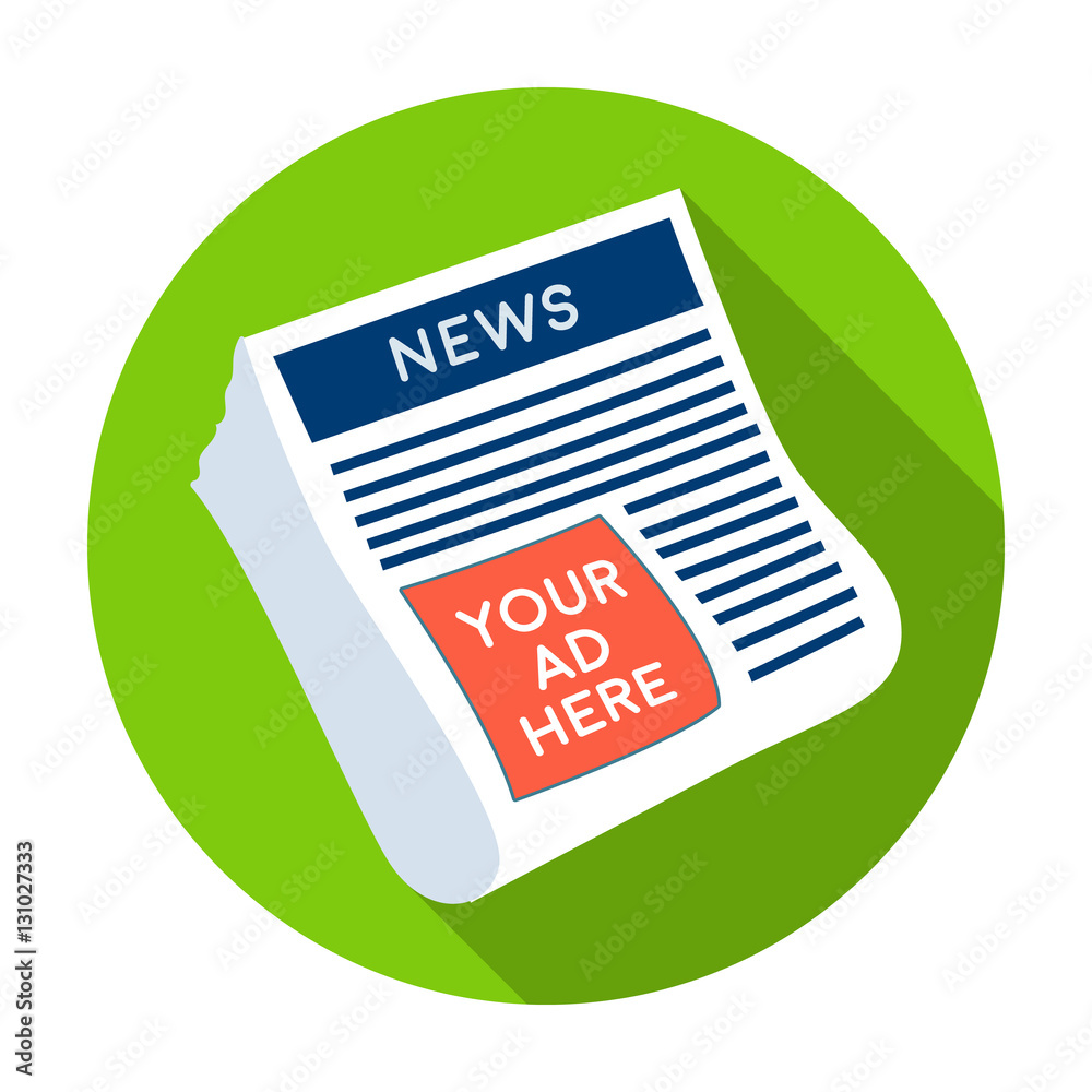 Classified ads in newspaper icon in flat style isolated on white ...