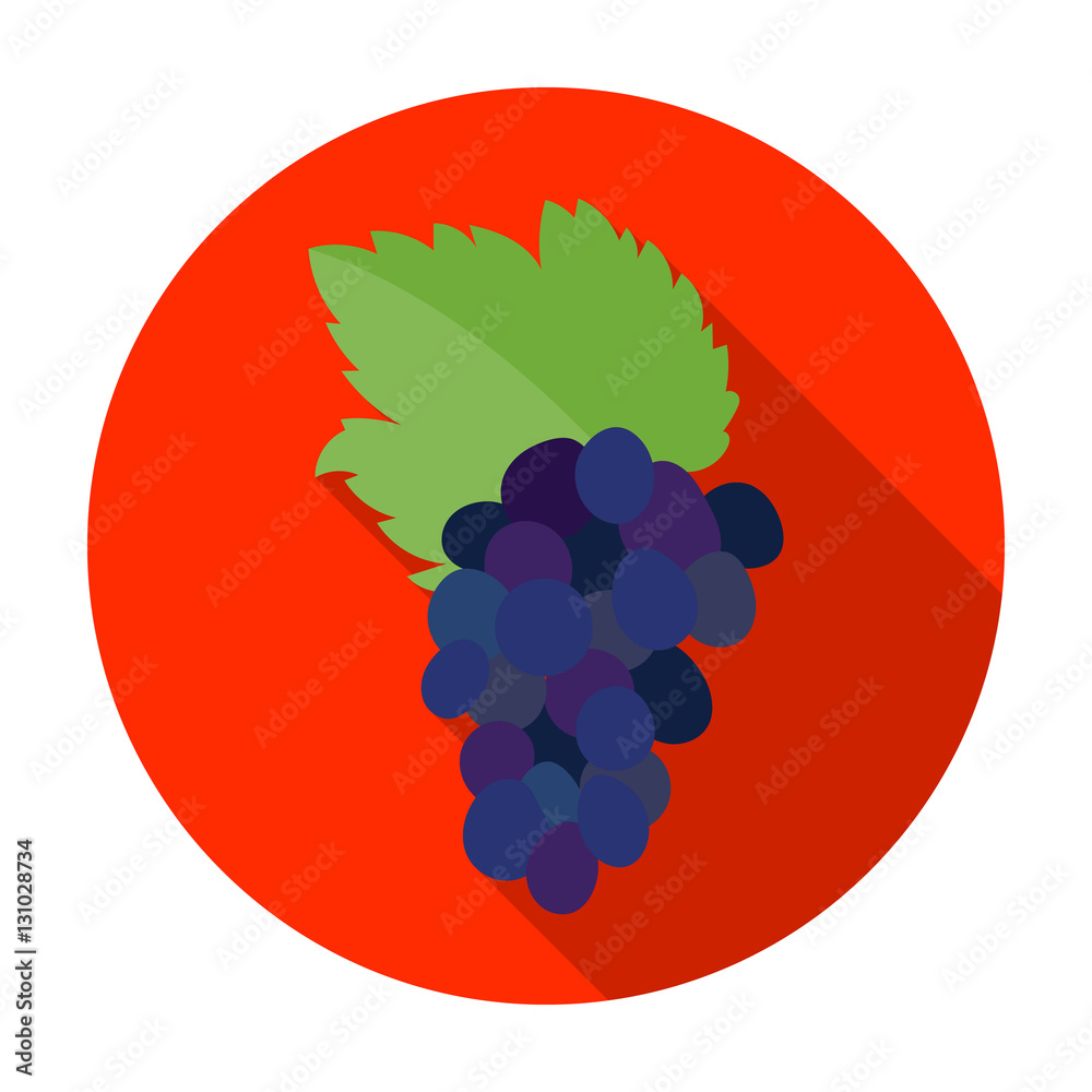 Bunch of grapes icon in flat style isolated on white background. Greece ...