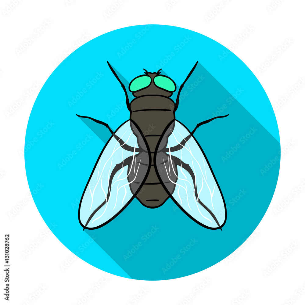 Fly icon in flat style isolated on white background. Insects symbol ...