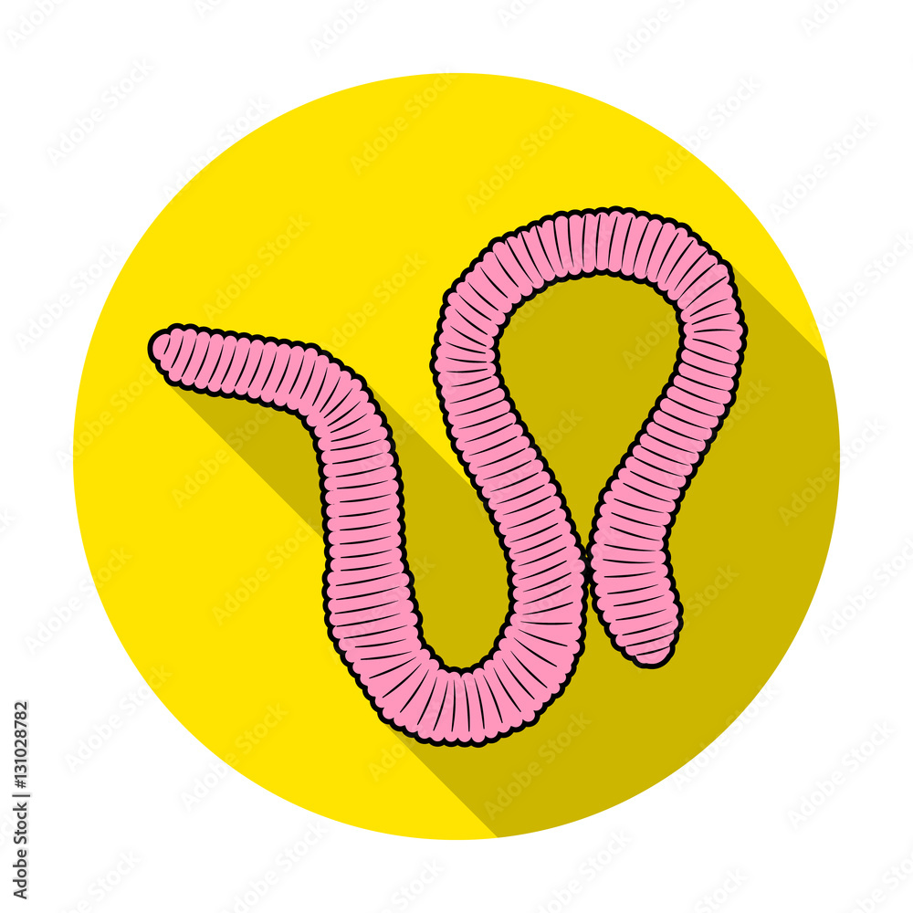 Earthworm icon in flat style isolated on white background. Insects ...