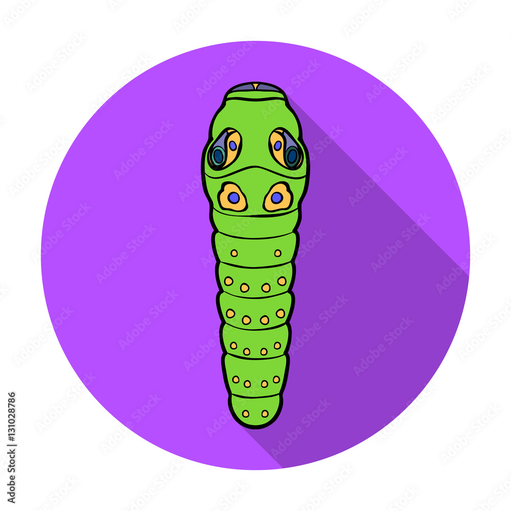 Caterpillar icon in flat style isolated on white background. Insects ...