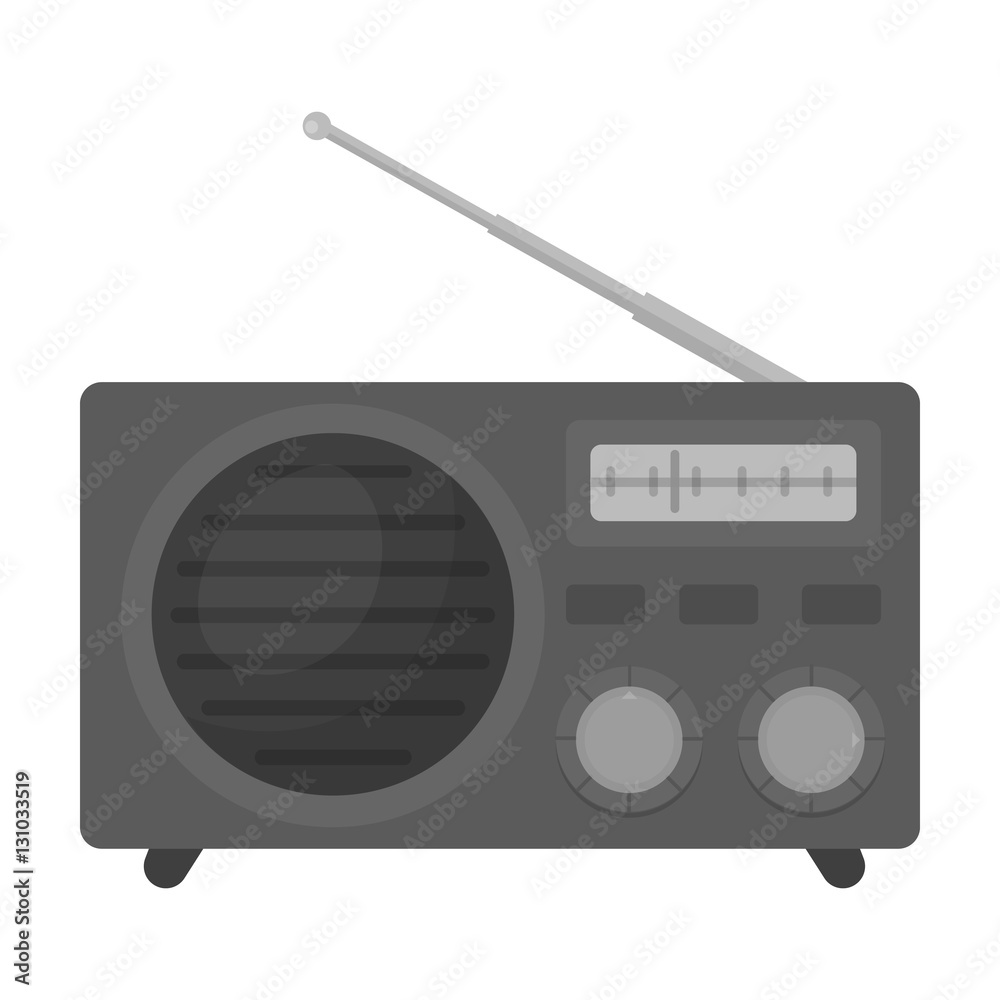 Radio advertising icon in monochrome style isolated on white background ...