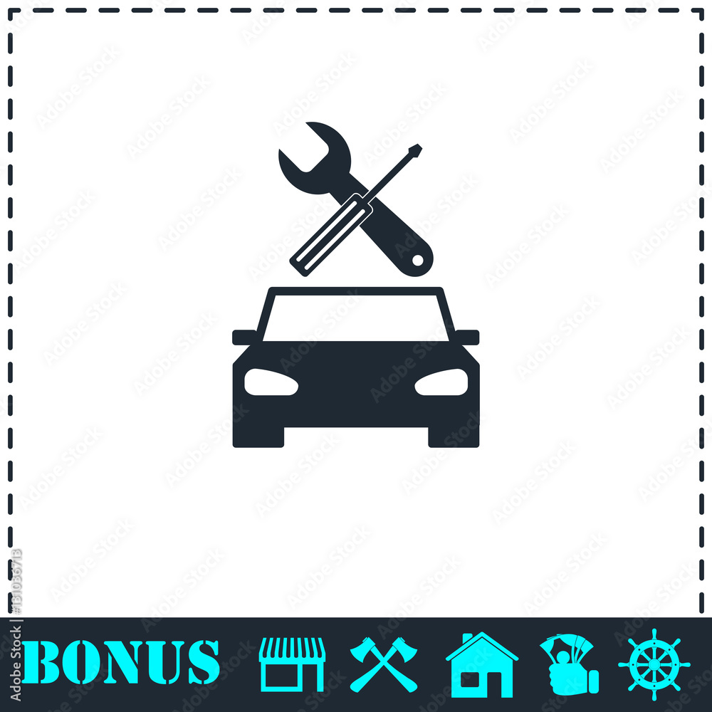 Car service icon flat Stock Vector | Adobe Stock