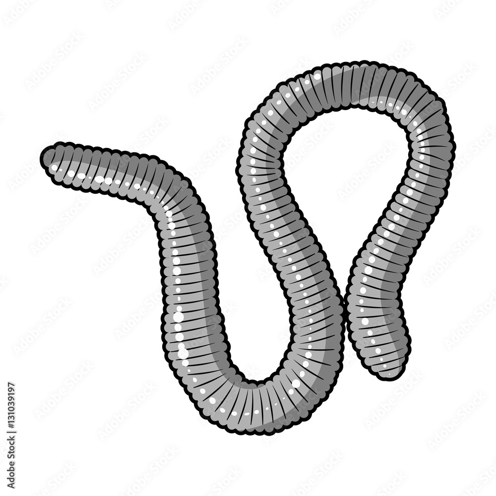 Earthworm icon in monochrome style isolated on white background ...