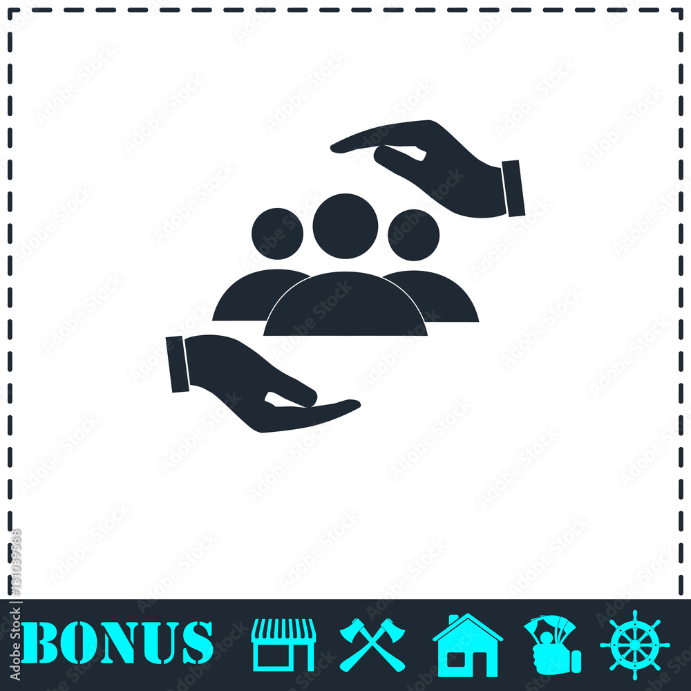 Helping hands icon flat Stock Vector | Adobe Stock