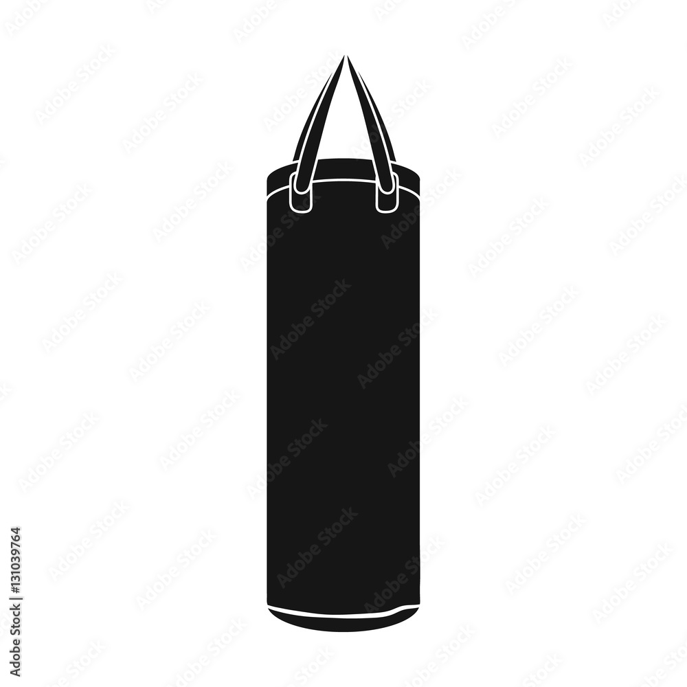 Boxing punching bag icon in black style isolated on white background ...