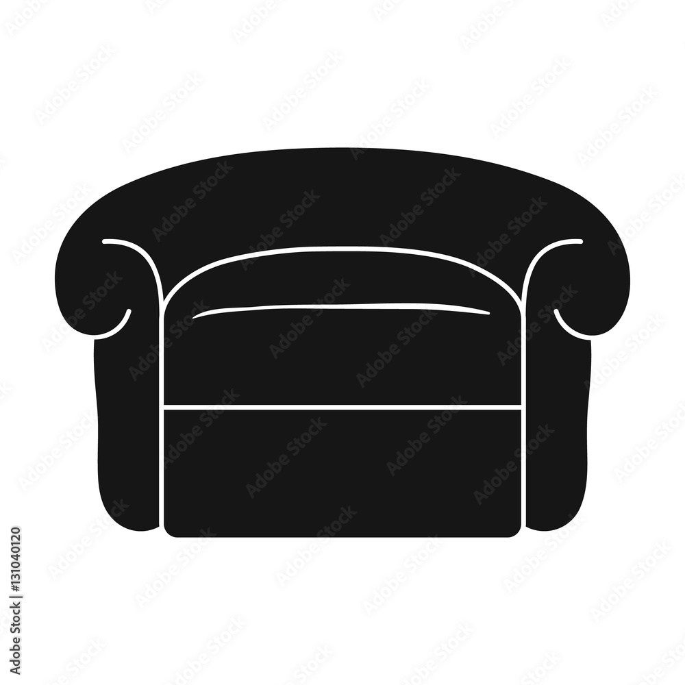 Armchair icon in black style isolated on white background. Furniture ...