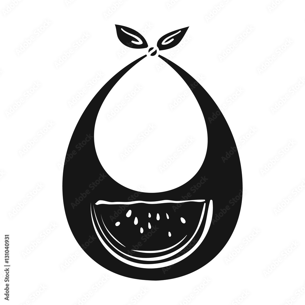Baby bib icon in black style isolated on white background. Baby born ...