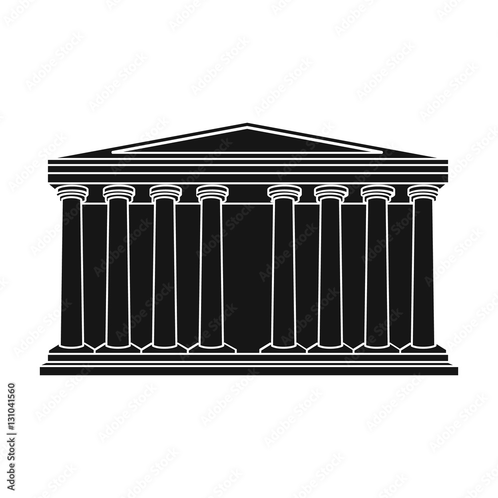 Antique greek temple icon in black style isolated on white background ...
