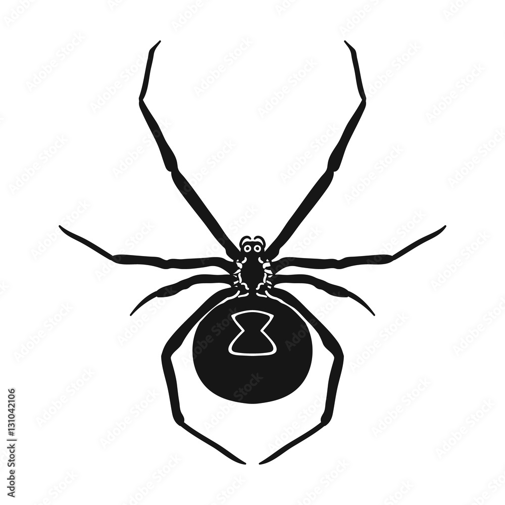 Black widow spider icon in black style isolated on white background ...